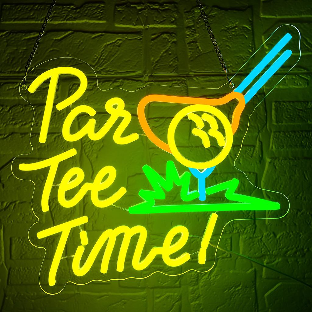 Jual Par Tee Time Neon Sign Golf Light for Man Cave LED Light Sign for ...