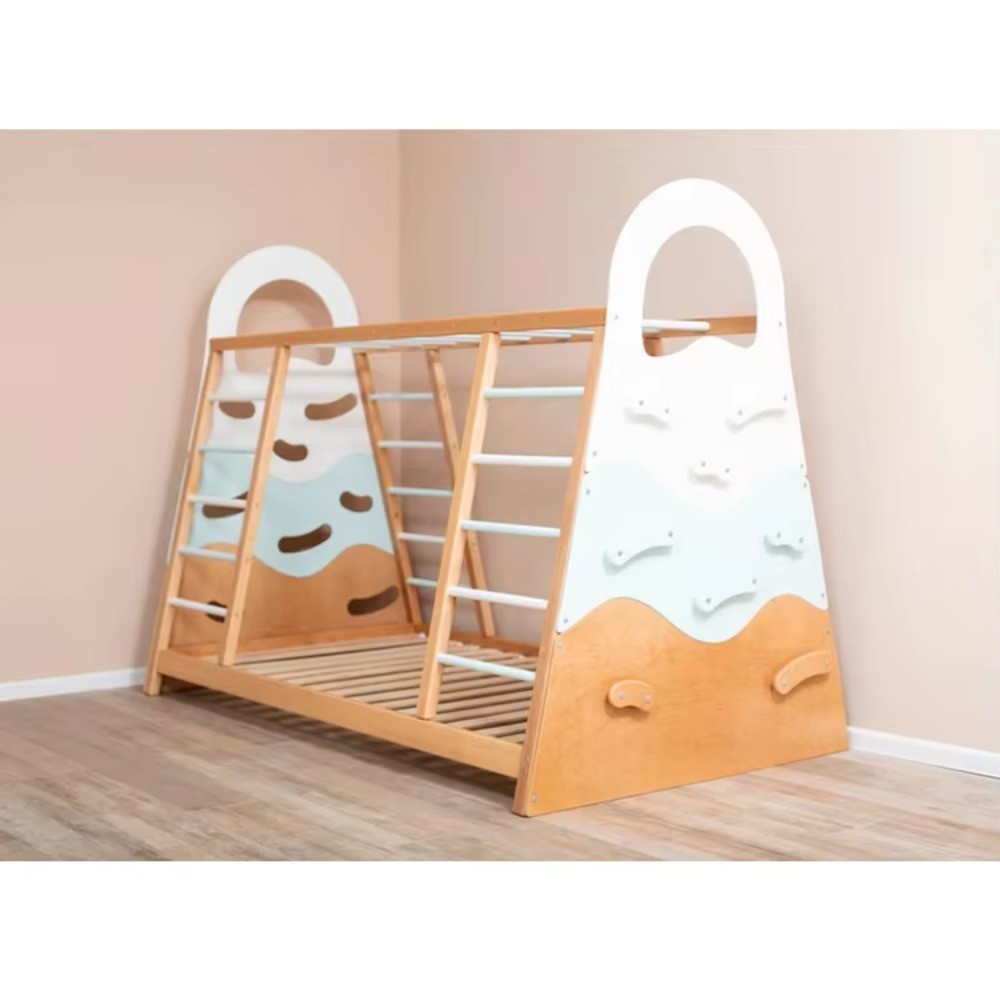 Jual Toddler Climbing Gym Bed Montessori Climbing Bed Frame Wooden ...