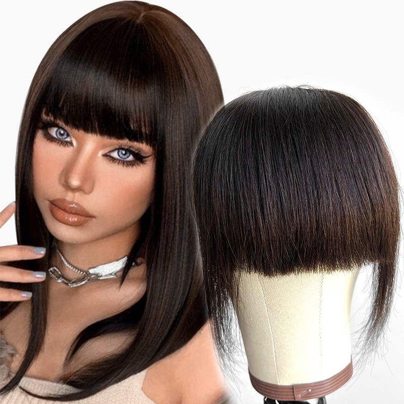 Jual Clip in Bangs Real Human Hair Clip on Wispy Bangs Fringe with ...