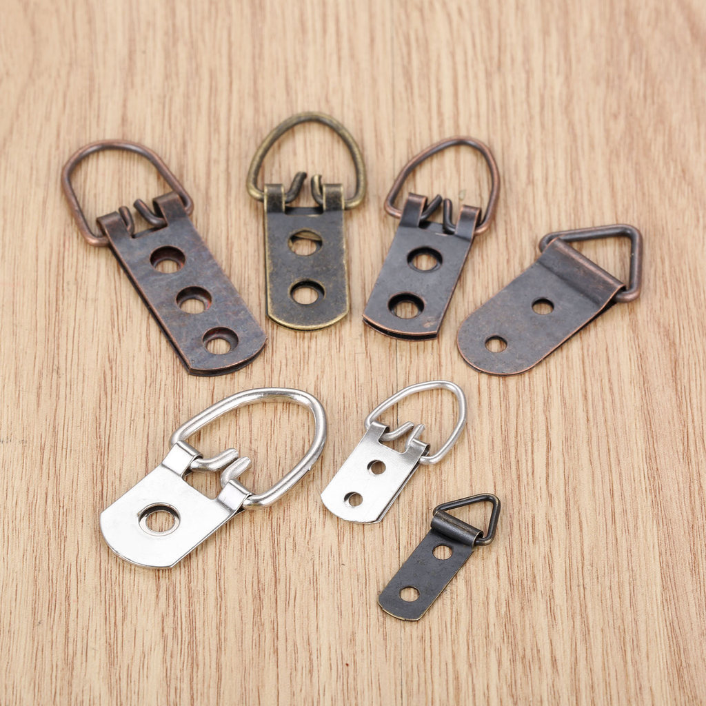 Jual 5/20sets Triangle D Ring Hangers Photo Frame Hooks Picture Wall ...