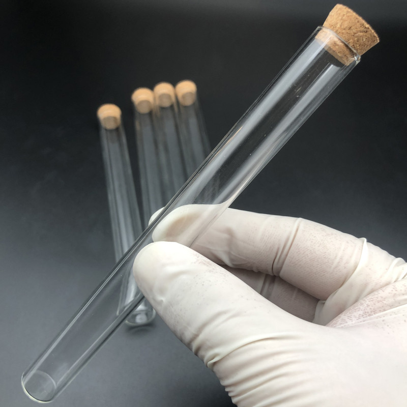 Jual 10pcs/Pack 18x180mm Lab Flat Bottom Glass Test Tube With Cork ...