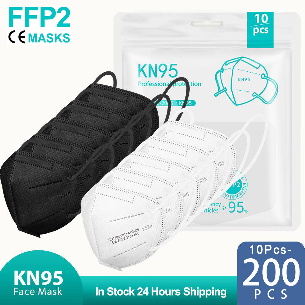Jual 10-200PCS mascarillas fpp2 Black KN95 CE Certified FFP2 face mask ...