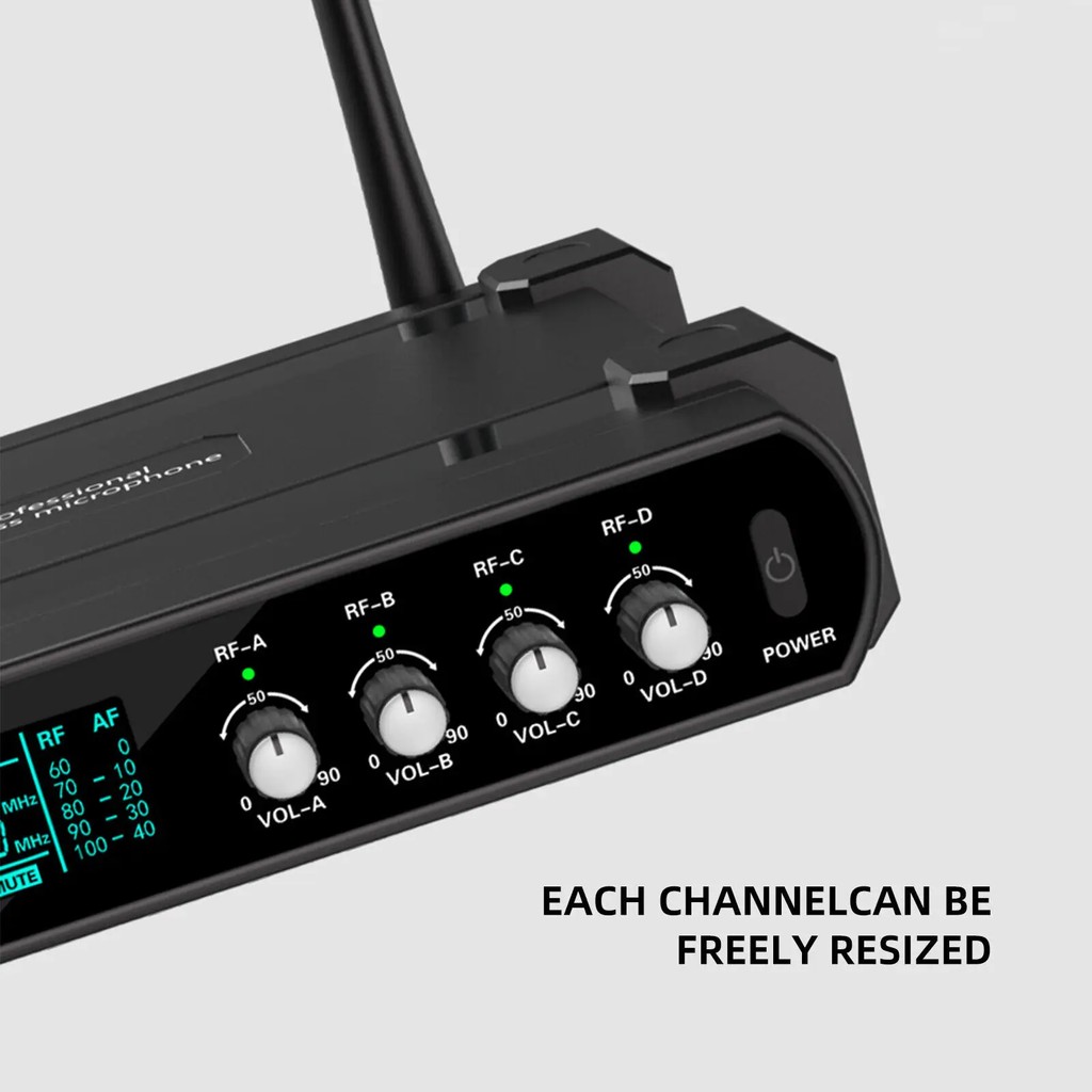 Jual 4Channel Vhf Wireless Mic Kit 4 Metal Mics & Receiver Box Ideal ...