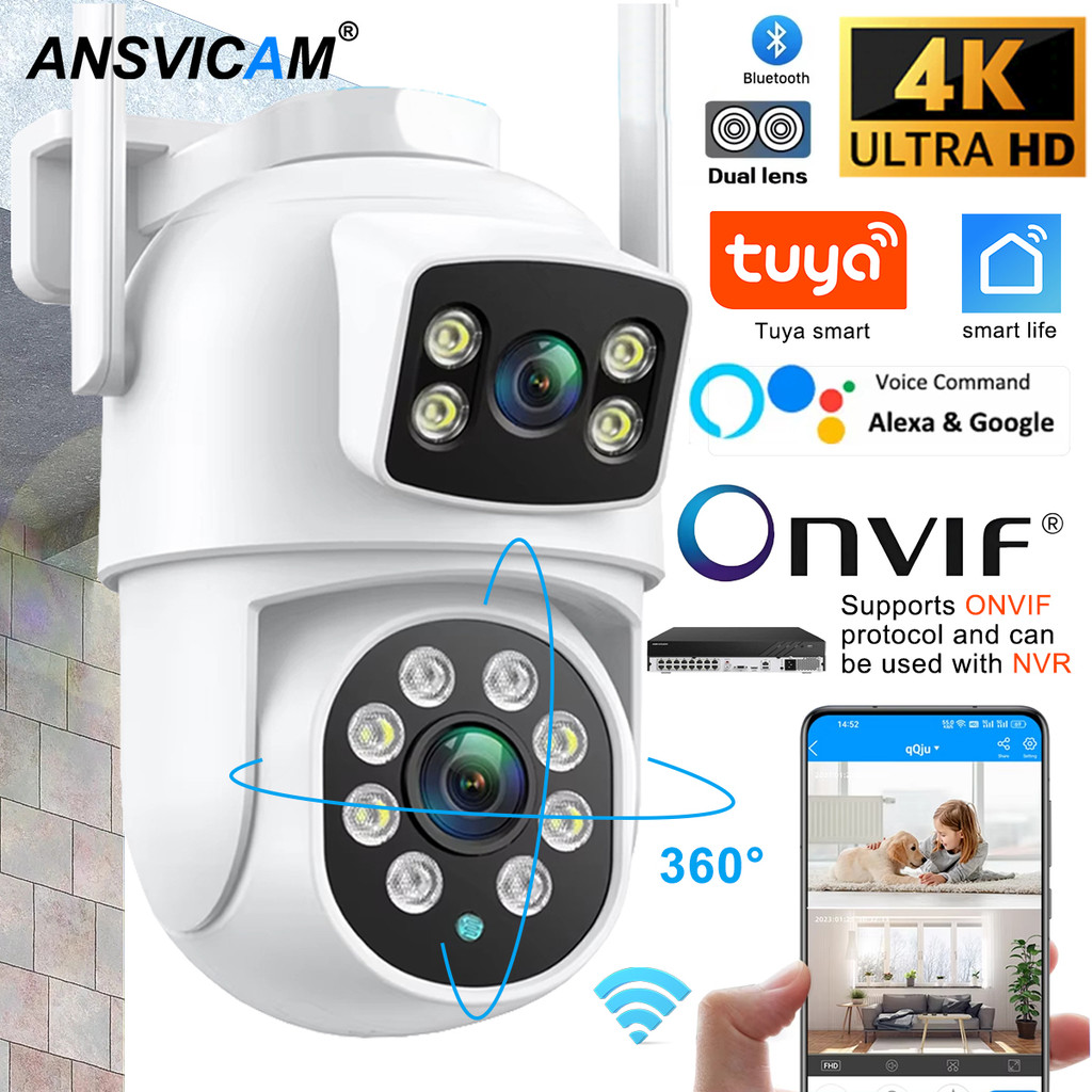 Jual Tuya Wifi Ip Camera 8K With Alaxa Google Assistant Onvif Nvr Dual ...