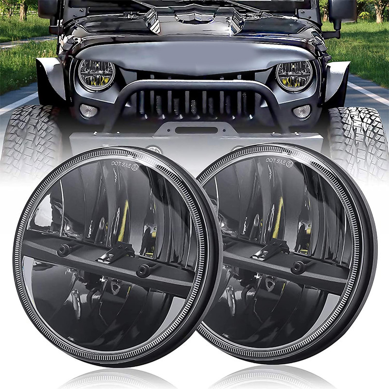 Jual 1Pair Running Lights 7 Inch LED Headlight H4 Hi-LoFor Lada 4x4 ...