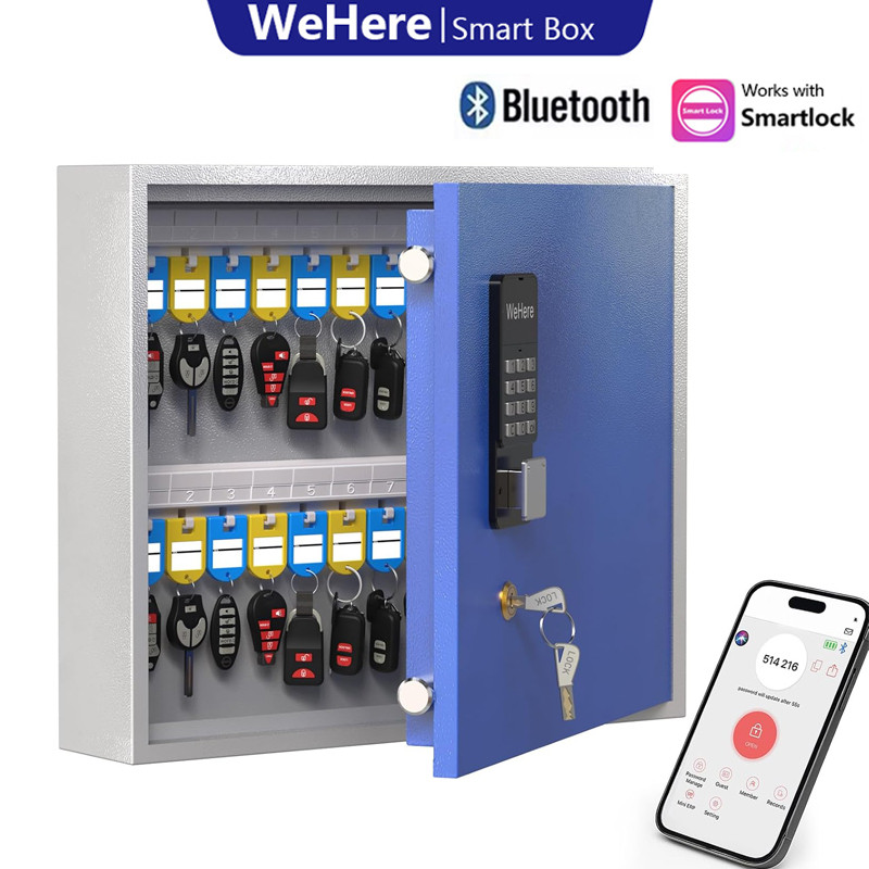 Jual WeHere 40 Key Lock Box Wall Mount,Smart Key Cabinet,APP Bluetooth ...