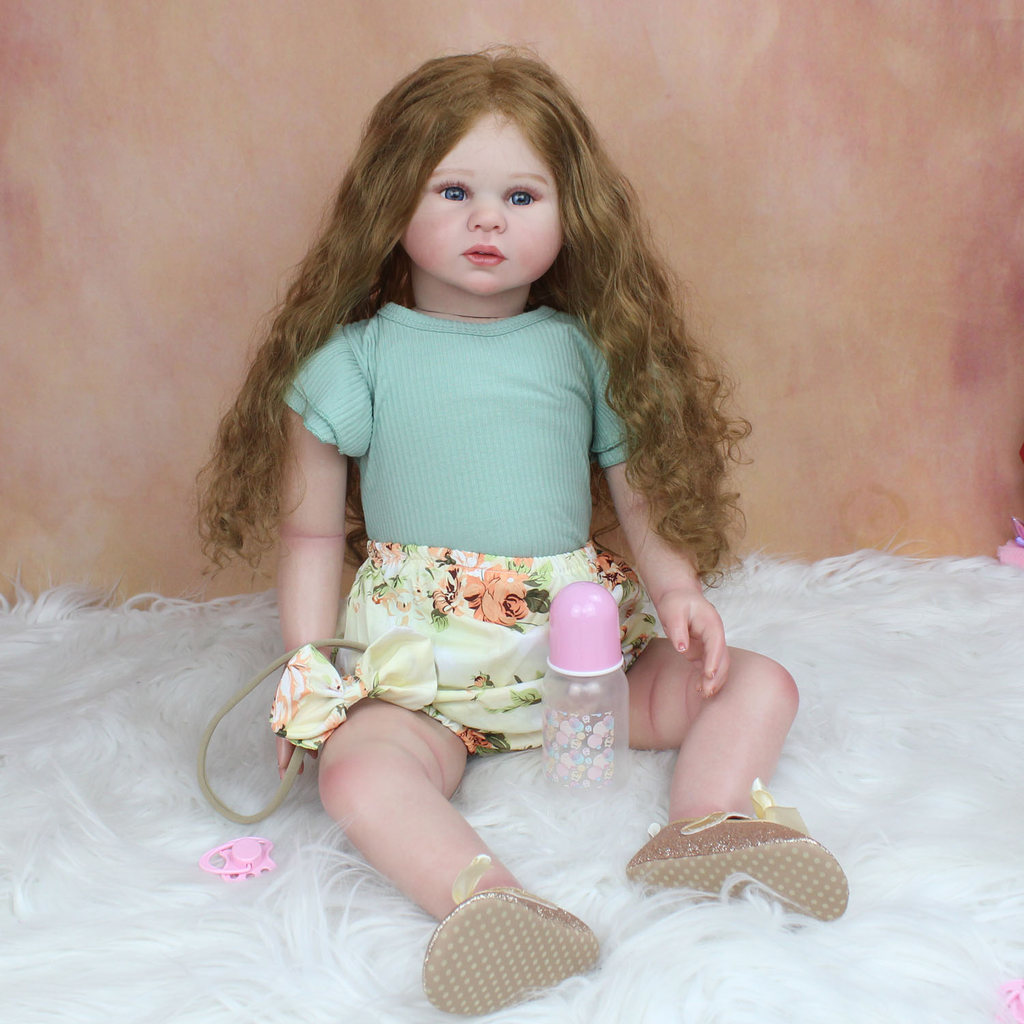 Jual 70 CM 3D Paint Skin Soft Silicone Reborn Baby Girl Doll Toy Cloth ...