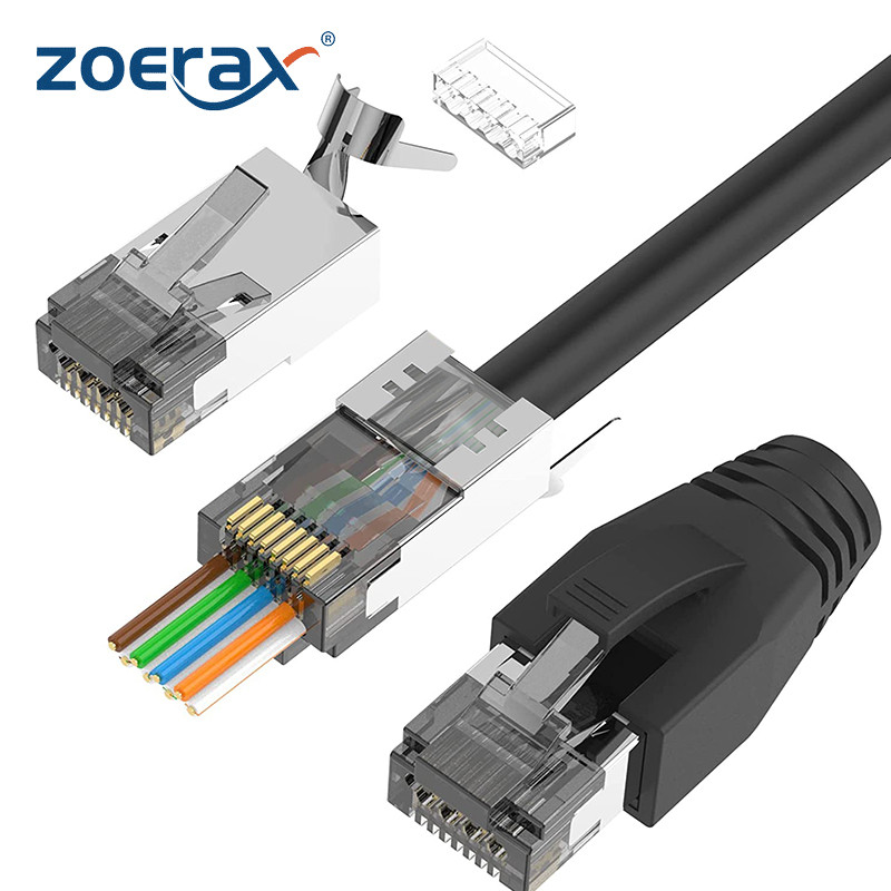 Jual ZoeRax CAT6A CAT7 Connector, RJ45 Connectors Pass Through CAT6A ...