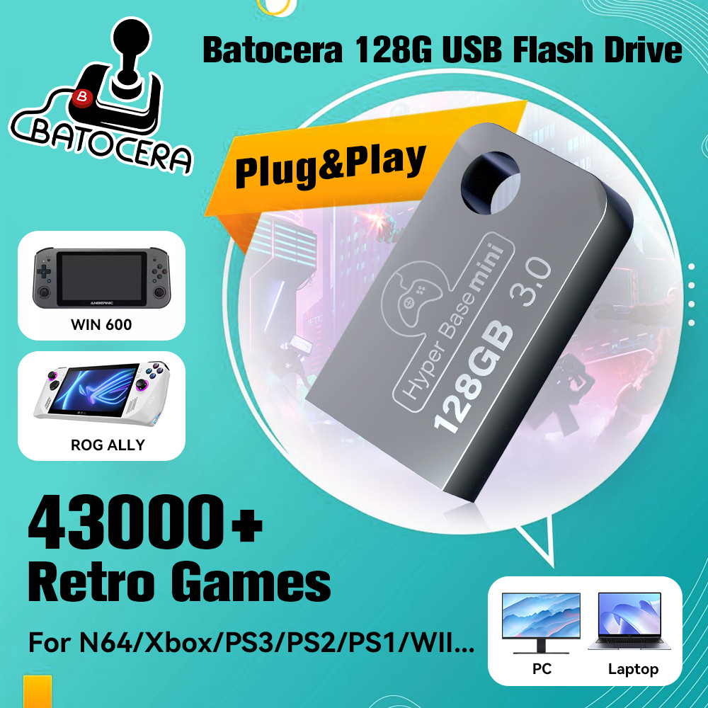 Jual MINI 128G Portable Retro Game Hard Drive Batocera Flash Drive With ...