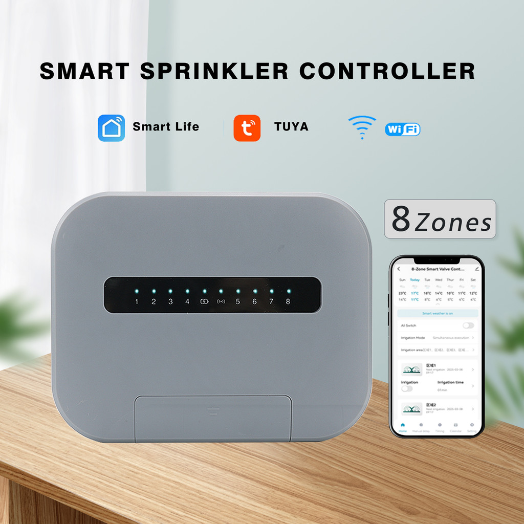 Jual 6 /8 Station Tuya WiFi Indoor Smart Sprinkler Controller ...