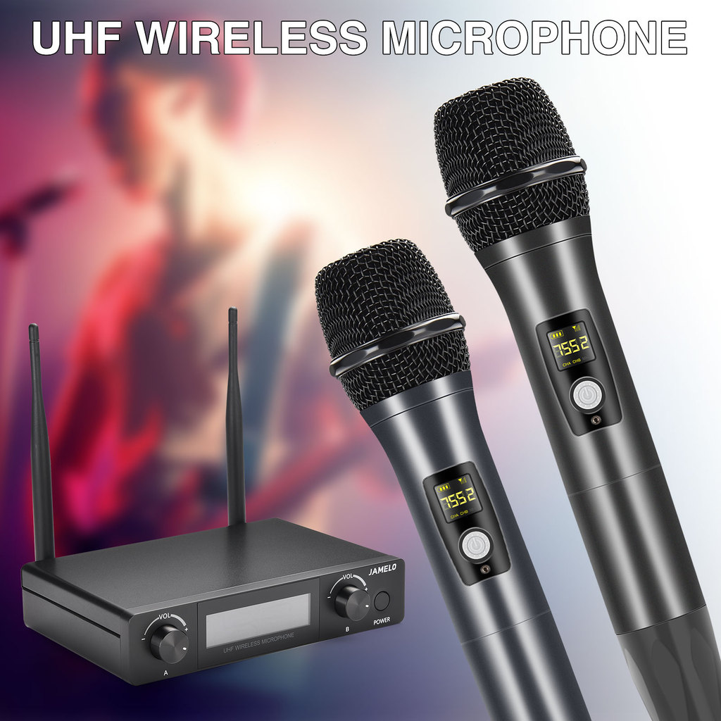 Jual Dual Uhf Wireless Mic System Metal Handheld Mics W/ 15 ...