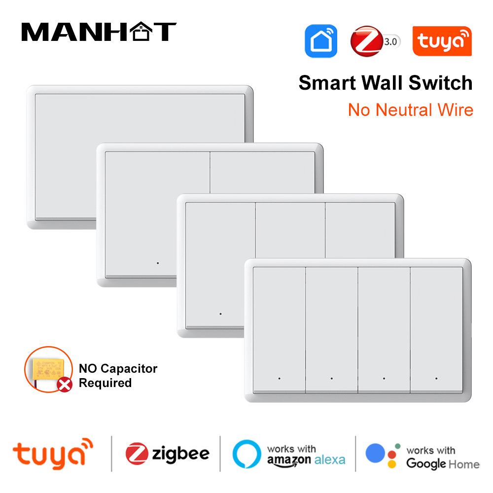 Jual Tuya Smart Zigbee Wall Light Switches No Neutral No Capacitor 1 2 ...