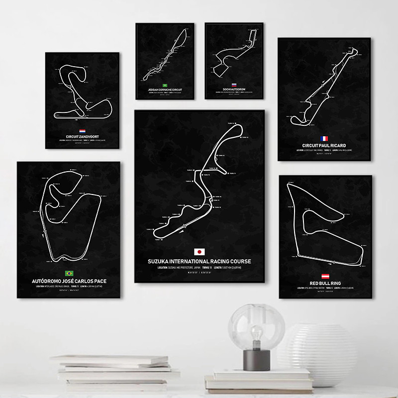 Jual F1 Track Map Wall Art 2023 Season Calendar Poster Print Sea Racing ...