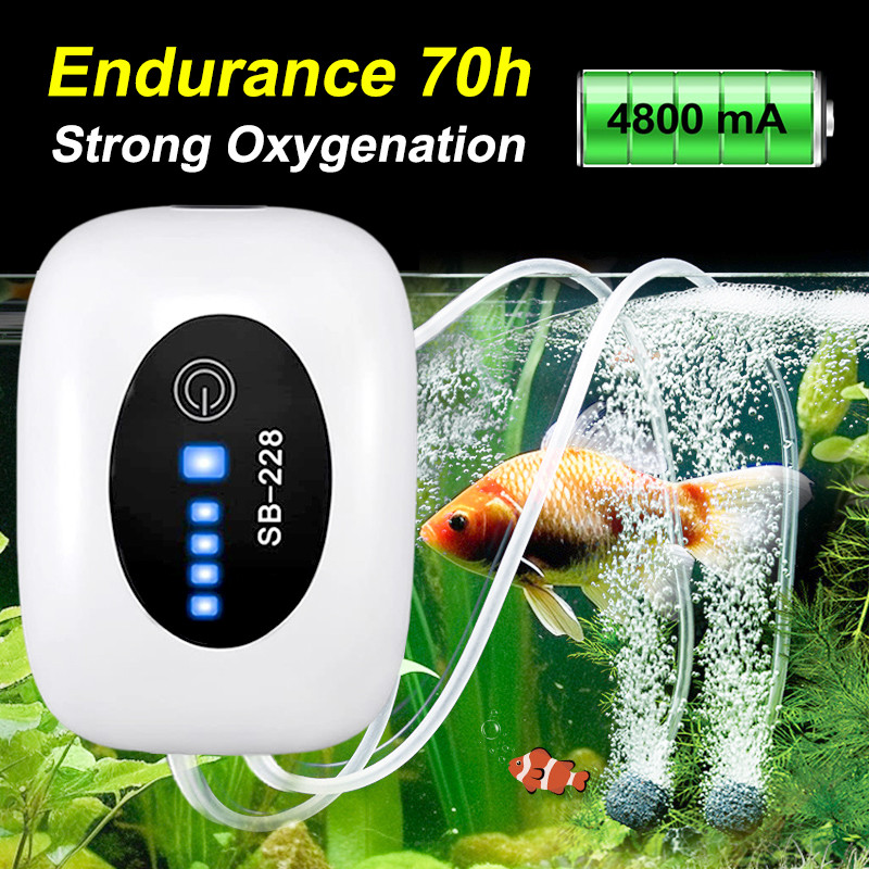 Jual 4800Mah Aquarium Oxen Air Pump Compressor Fish Tank Usb Charging ...