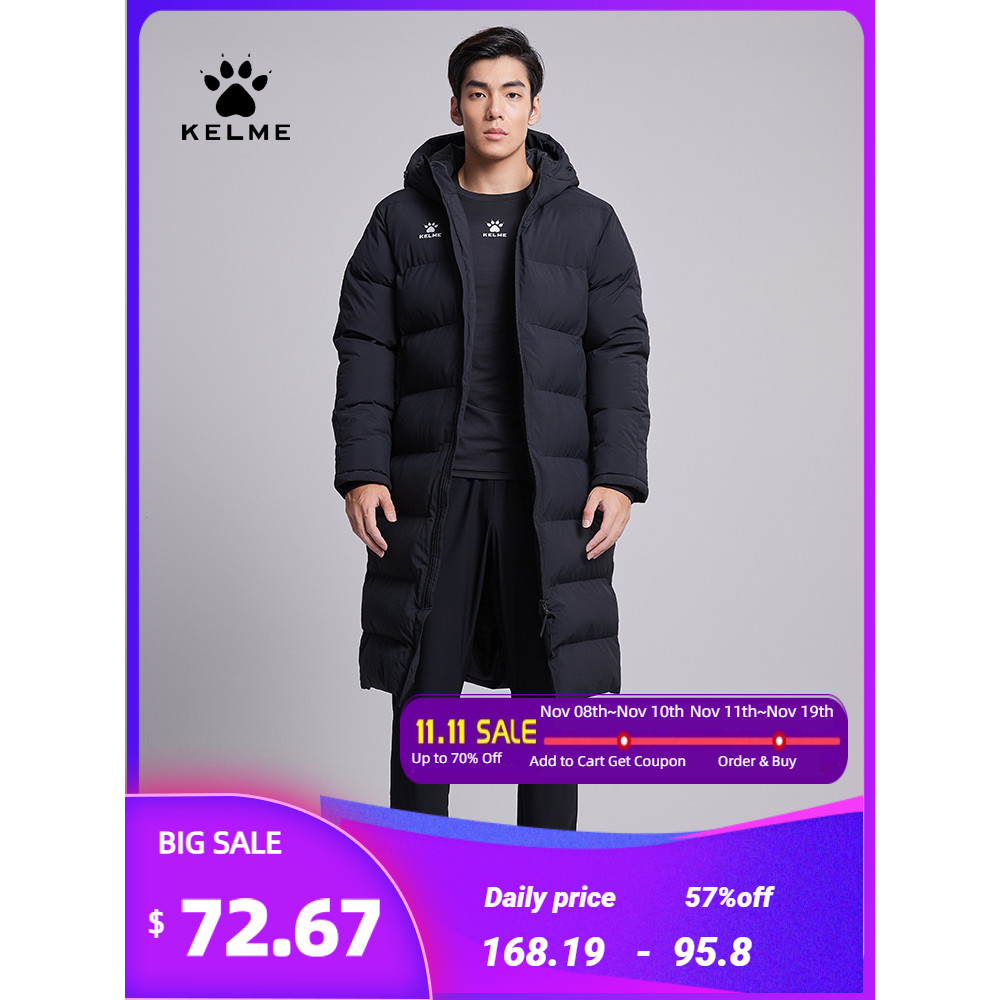 Jual KELME Men Winter Jacket Long Solid Sports Training Coat Male ...