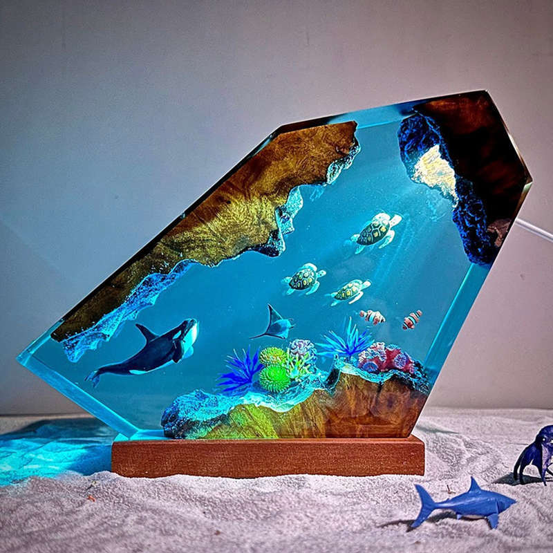 Jual Seabed World Diving Resin Statue Lamp Miniature Figurine Deep Sea ...