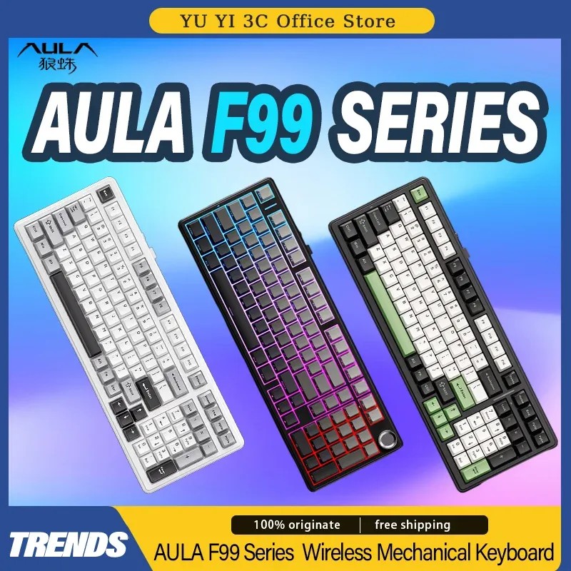 Jual AULA F99 Series Mechanical Keyboard Dynamic RGB Wireless 2.4G BT ...