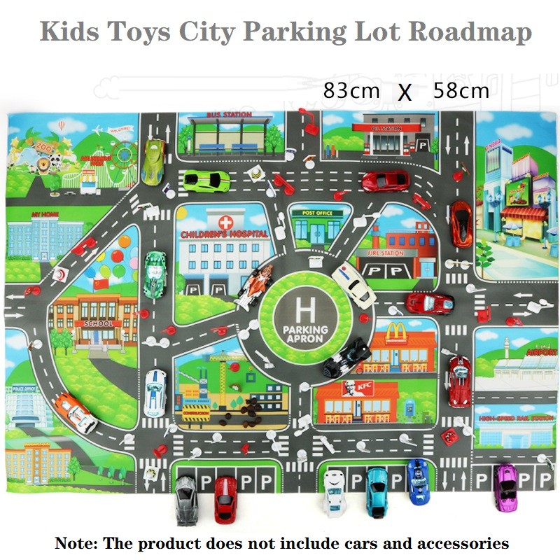 Jual Baby City Traffic Road map Kids Toy City Car Parking Lot Roadmap Traffic Signs 83*58CM ...