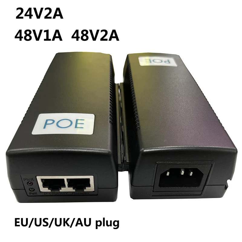 Jual 24V 48V POE Injector 100Mbps Ethernet CCTV Power Adapter Supply 1A ...