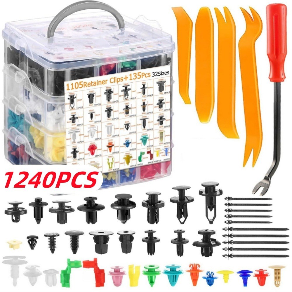 Jual 1240PCS 800pcs Car Plastic Clips Kit 32 Size for Auto Retainer ...