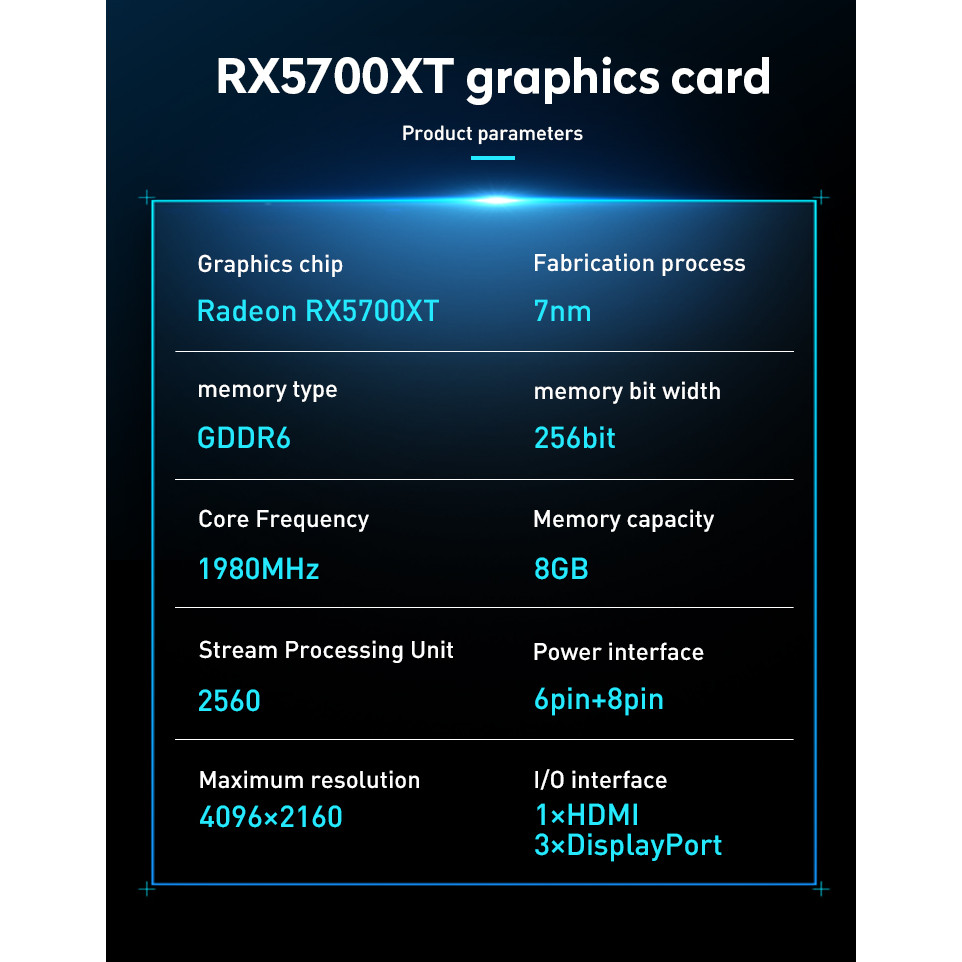 Jual JIESHUO AMD RX 5700XT 8GB Gaming Graphics Card 2560 GDDR6 PC ...