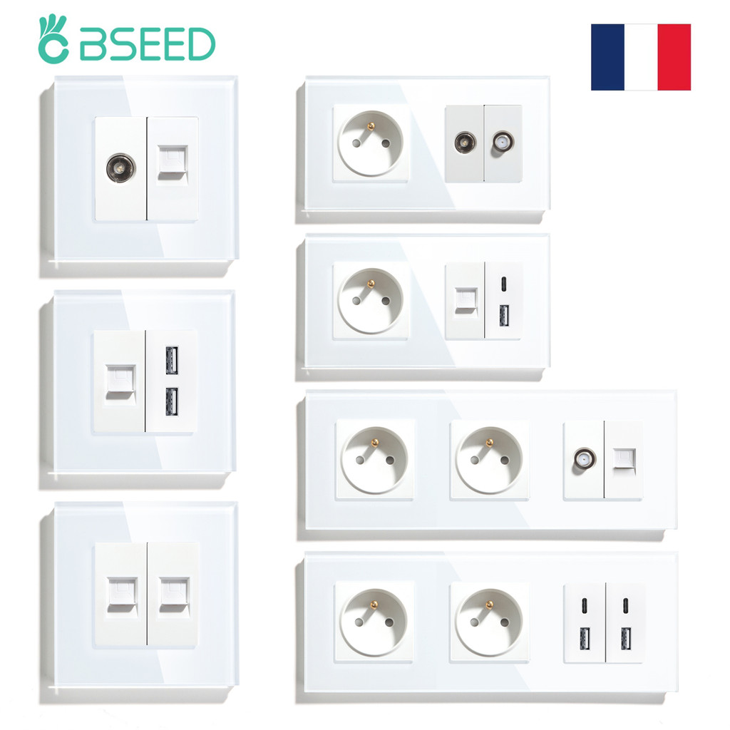 Jual BSEED TV ST CAT6 USB AC French Socket Data PC Computer Dual ...