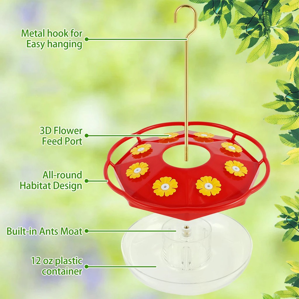 Jual Hummingbird Feeder with 8 Feeding Hanging Bird Feeder Ant and Bee ...