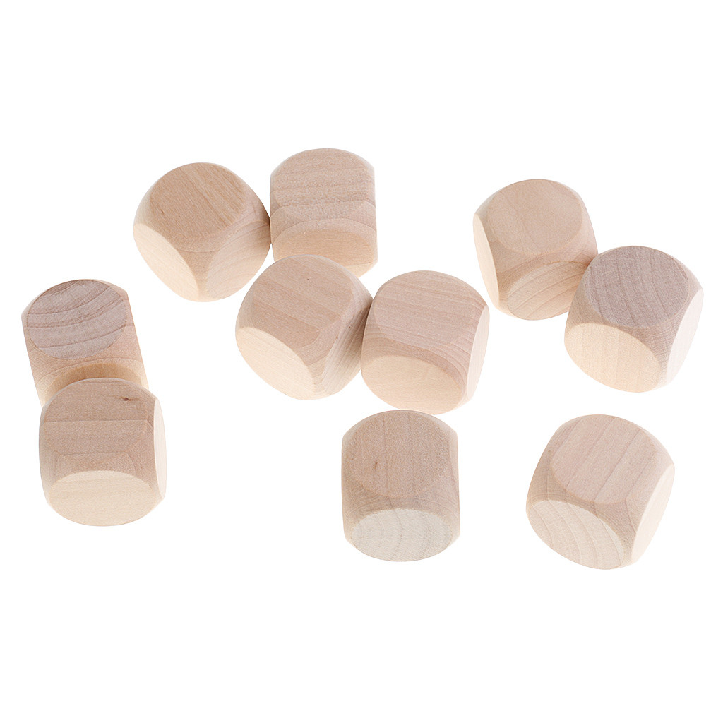 Jual 10/50/100pcs Wooden Blank Dices 10mm 16mm 30mm Dice Cubes You Can Write On for RPG TRPG MTG ...