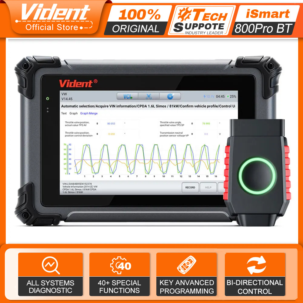 Jual Vident Ismart800Pro Bt Car Diagnostic Bi-Directional Scan Tool Ecu ...