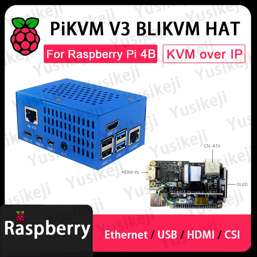 Jual Pikvm V3 Blikvm Hat "Kvm Over Ip" Raspberry Pi 4B Poe Hdmi Csi Ethernet Usb2.0 Usb3.0 ...