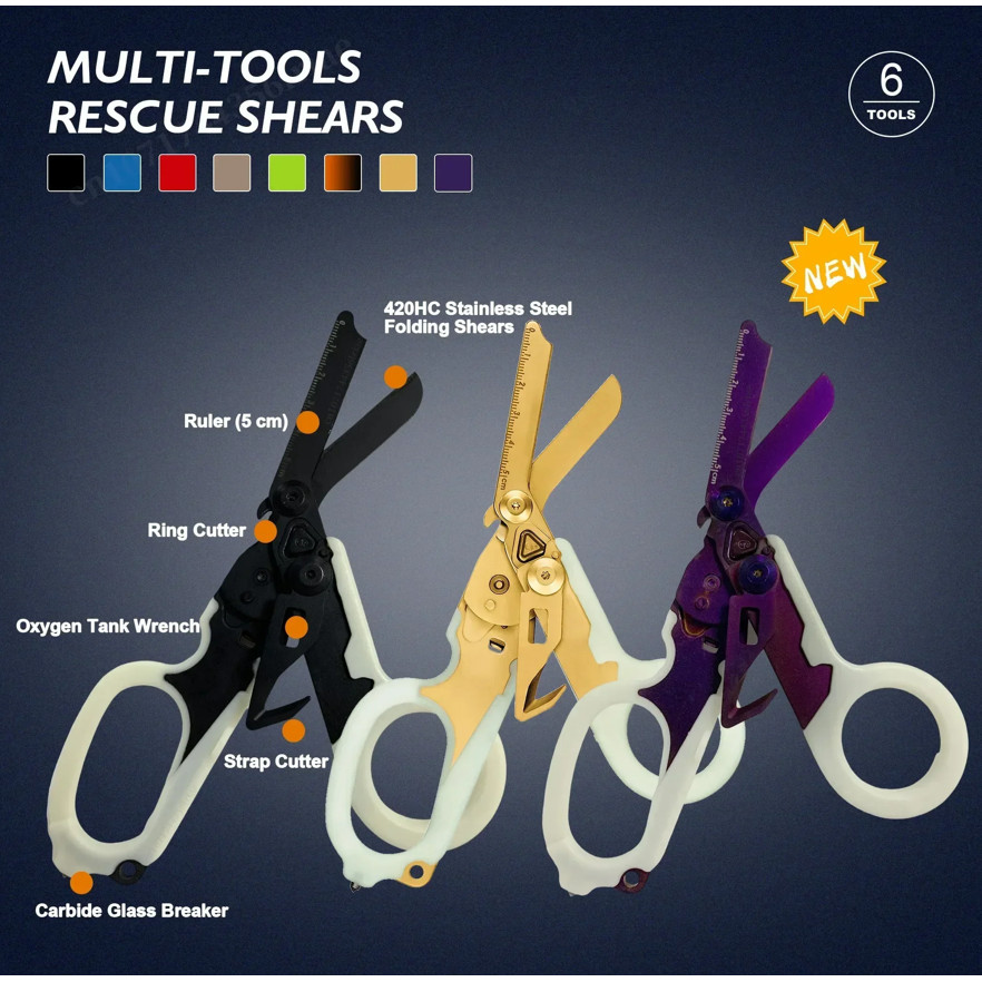 Jual Multifunction Scissors First Aid Expert Tactical Folding Scissors Outdoor Survival Tool ...