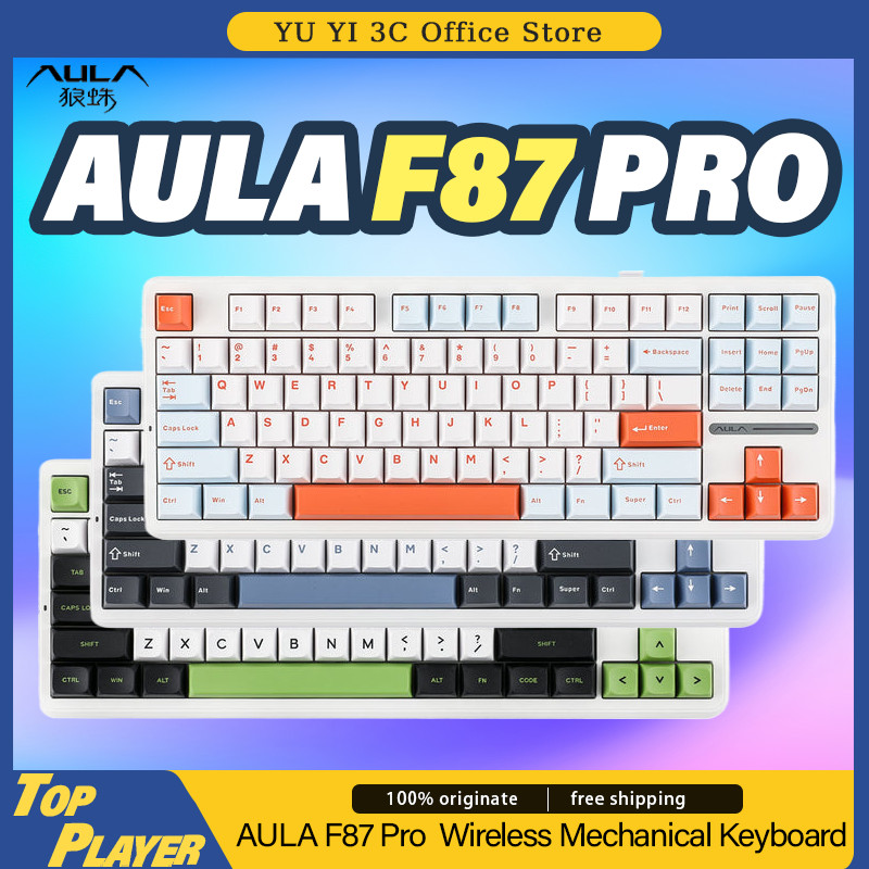 Jual AULA F87 Pro Series Mechanical Keyboard Wireless BT 2.4G Three ...