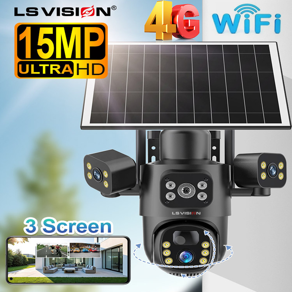 Jual LS VISION 4G Solar Camera WIFI Wireless CCTV HD 15MP 8K 3 ...