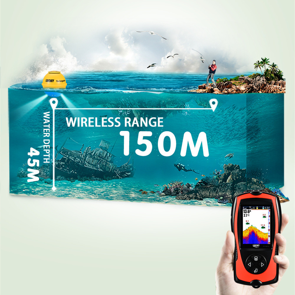Jual Lucky Sonar Fish Finder FF1108-1CWLA Rechargeable Wireless Sensor ...