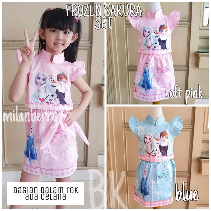 Jual Milanberry Frozen Sakura Set Baju Setelan Princess Frozen 2 Elsa ...