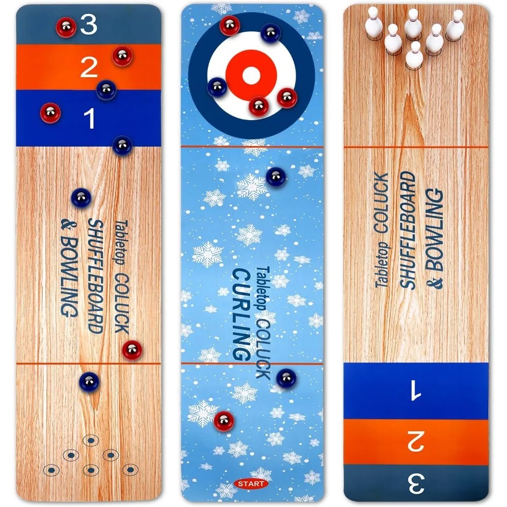 Jual Curling 3-in-1 Board Games Shuffleboard Pucks Bowling Ball and ...
