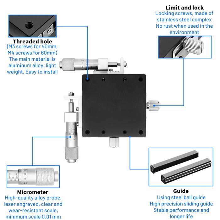 Jual Micrometer Table Manual Sliding Table X/Xy/Xyz Axis Knob Trimming ...