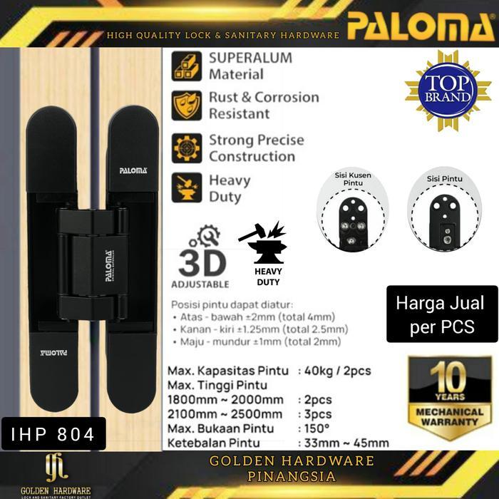 Jual ENGSEL CONCEALED INVISIBLE HINGE TANAM PINTU PALOMA IHP 804 D40 ...