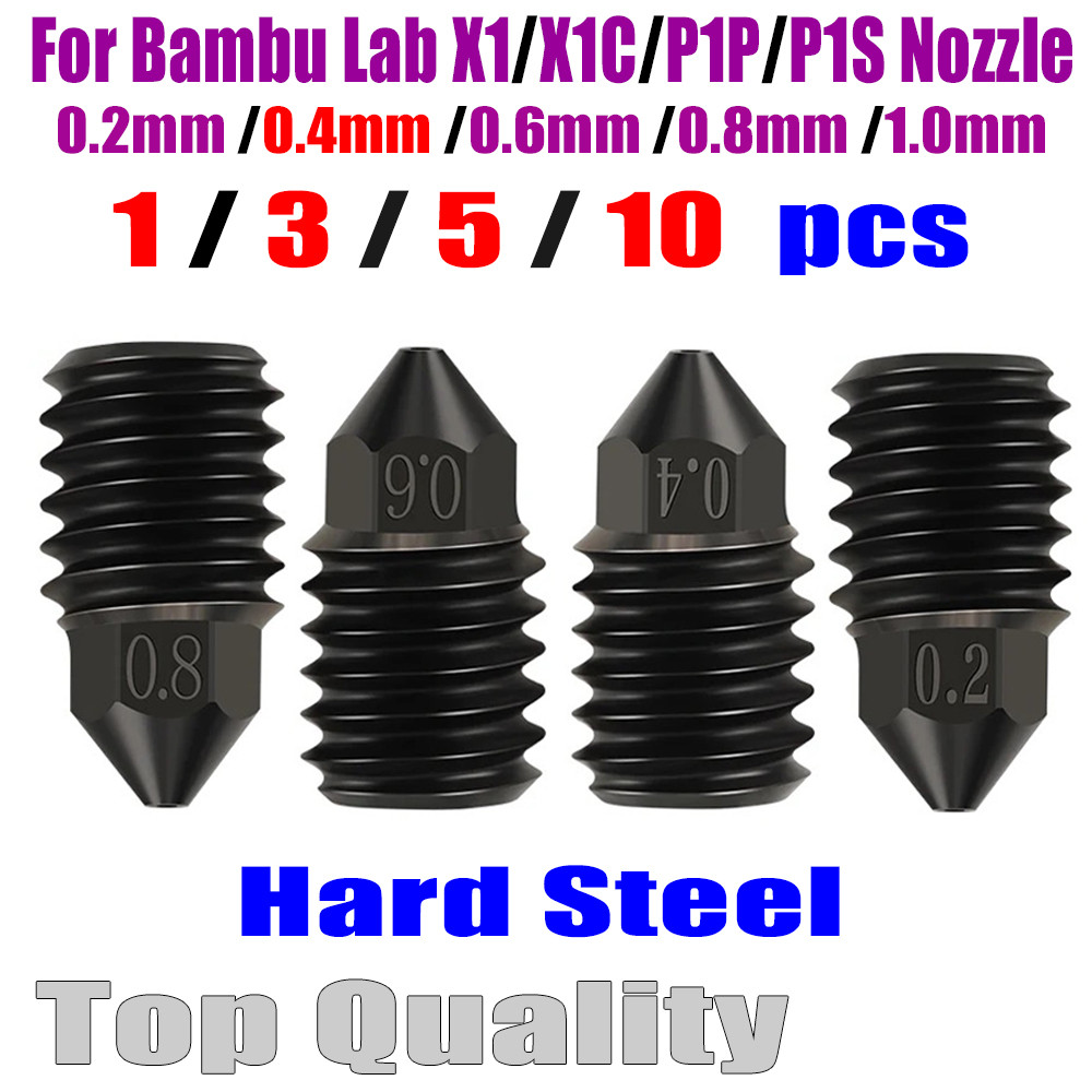 Jual For Bambu Lab X1 X1C P1P P1S Nozzle Hardened Steel 0.2 0.4 0.6 0.8 ...