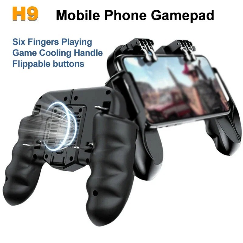 Jual H9 6 Finger Mobile Phone Game Trigger Gamepad Joysticks Controller ...