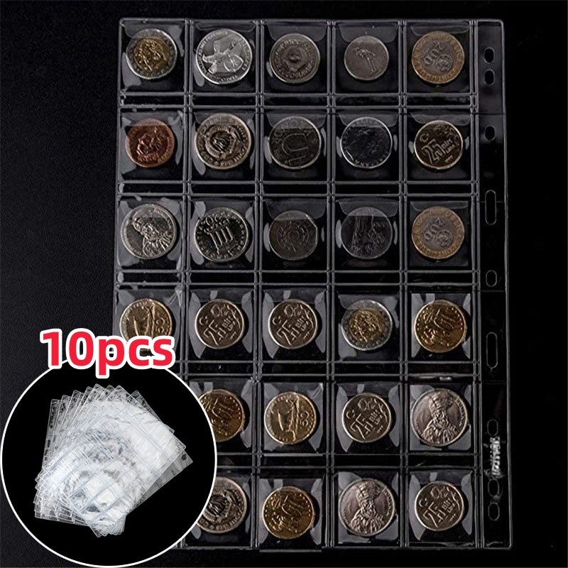 Jual 20/30/42 Grids Coin Album Pages PVC Pocket Coins Holder Stamp ...