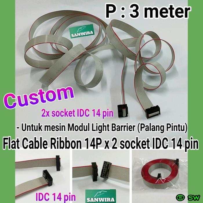 Jual Flat Cable Ribbon 14P X 2 Socket Idc 14 Pin Modul Light Barrier- P ...