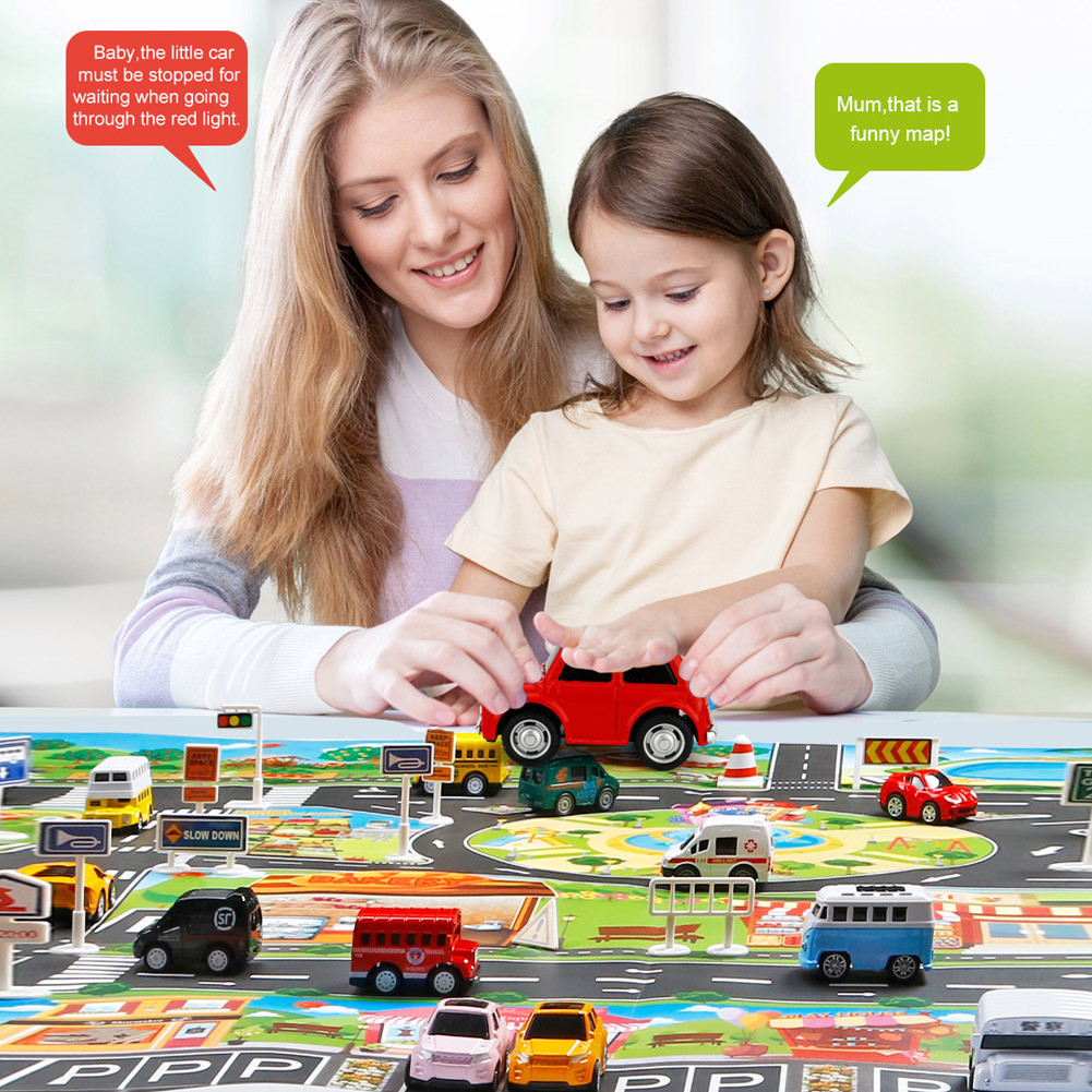 Jual 130*100cm Children Play Mats House Traffic Road Signs Car Model ...