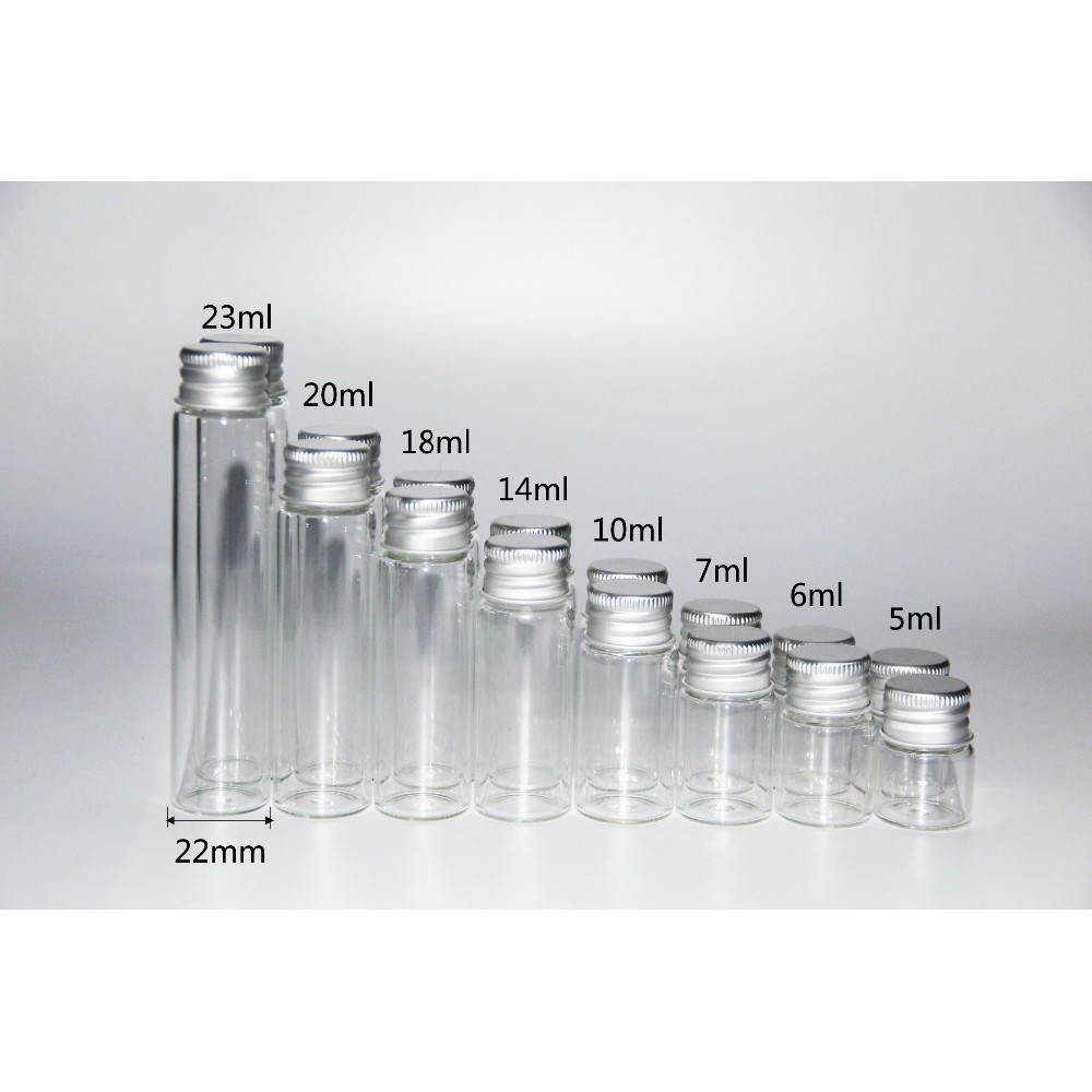Jual 10pcs mix 7ml 10ml 14ml 18ml 20ml 23ml Glass Bottle Glass Sample ...