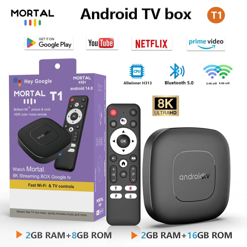 Jual Factory Price Mortal T1 Tv Box Allwinner H313 Android14 2.4G&5G ...
