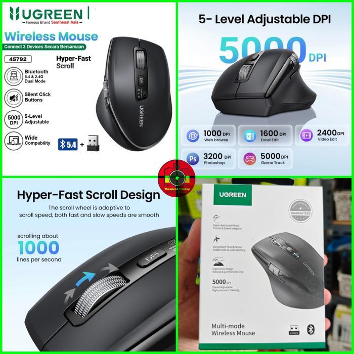 Jual Ugreen 45792 Mouse Wireless Bluetooth Ergonomic High Speed Scroll ...