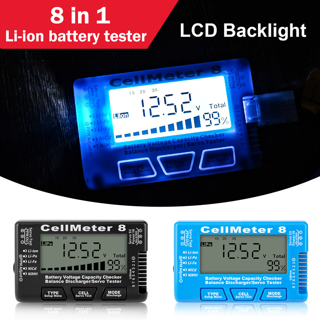 Jual Cellmeter-8 Lcd Digital Battery Capacity Checker Rc 1-8S Battery ...