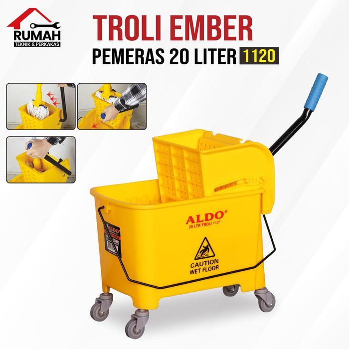 Jual TROLI EMBER PEMERAS 20 Liter / Single Bucket Wringer Trolley ALDO ...
