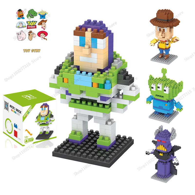 Jual Disney Buzz Lightyear Building Blocks Anime Figure Woody Bass ...
