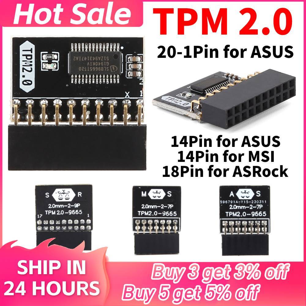 Jual TPM 2.0 Encrypted Security Module Board LPC 20 Pin Mainboard Card ...